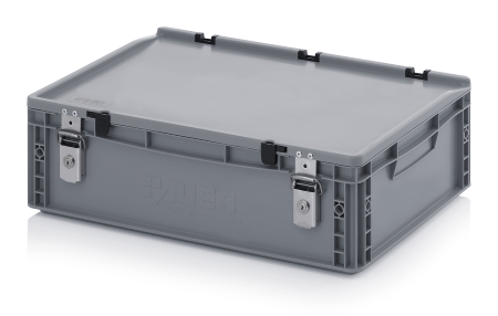 Plastic Boxes: Grey Plastic Boxes with 2 Locks | NORAH Plastics