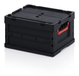 ESD folding bins with hinged lids - storage for electronic components