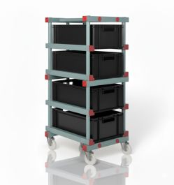 Plastic Crate trolley, 4 Euro Boxes, 60x40x22cm | NORAH Plastics
